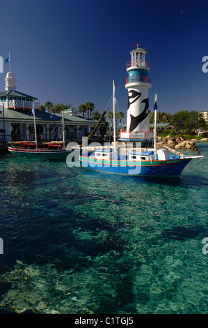 The lighthouse and lagoon at the entrance to Seaworld, Orlando,Florida ...