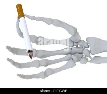 skeleton hand with cigarette 3d illustration Stock Photo - Alamy