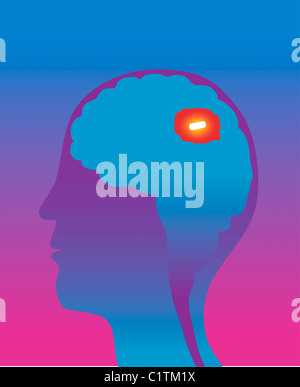 Mental pill inside man's head, illustration Stock Photo - Alamy