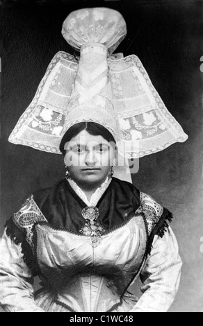 Portrait of Norman Woman Wearing Traditional Lace Headdress, Headgear ...