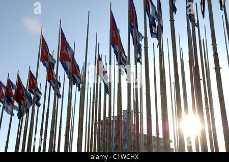 Cuban flags celebrating Revolution Havana Cuba Stock Photo - Alamy