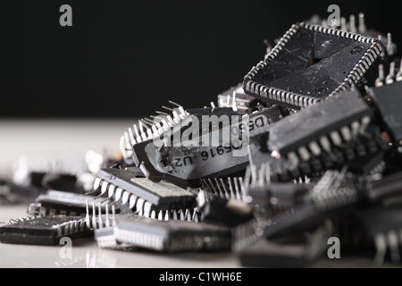 used and broken computer chips Stock Photo - Alamy