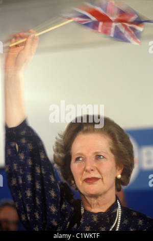 Mrs Margaret Thatcher portrait 1983 General Election press conference ...