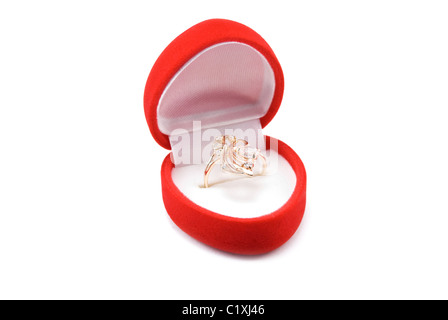 Gold ring in box Stock Photo - Alamy