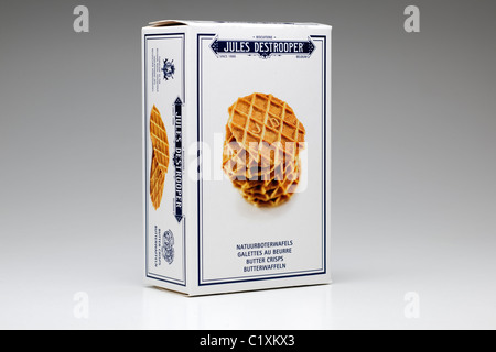 Box of Jules Destrooper natural butter crisps waffles Stock Photo - Alamy