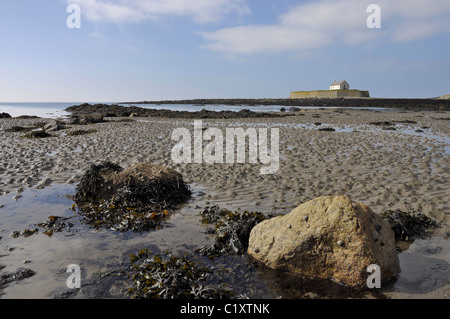 St Cwyfan's Church, Llangwyfan Anglesey, Wales. Located on the small ...