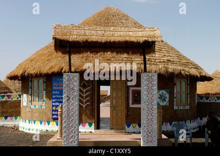 Mud painting on the wall of a hut in Kutch, Gujarat, India Stock Photo ...
