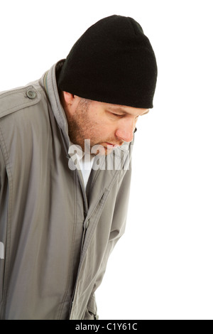male homeless tramp over white background Stock Photo - Alamy