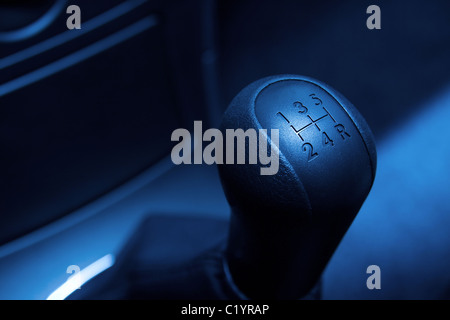 Detail of modern car interior, gear stick, automatic transmission in ...