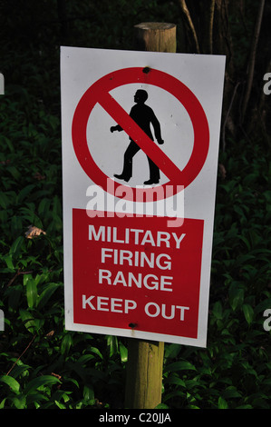 A warning sign on the firing ranges in the Purbecks East Dorset UK ...