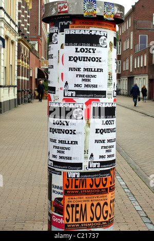 Advertising column in the city Groningen in the Netherlands Stock Photo ...