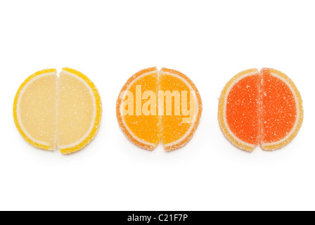 Three round jelly candy on a white background Stock Photo - Alamy