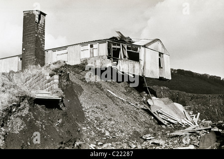 Landslide after heavy rain in the village of Cwmcarn South Wales ...
