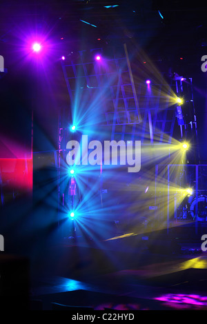 Blue and red lights on stage Stock Photo - Alamy