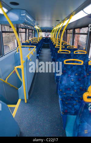 London bus, empty London bus, Bus seats, Top deck bus Stock Photo - Alamy