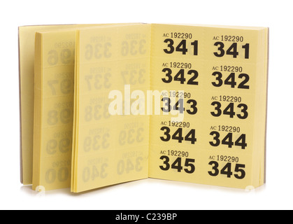 yellow raffle ticket book studio cutout Stock Photo - Alamy