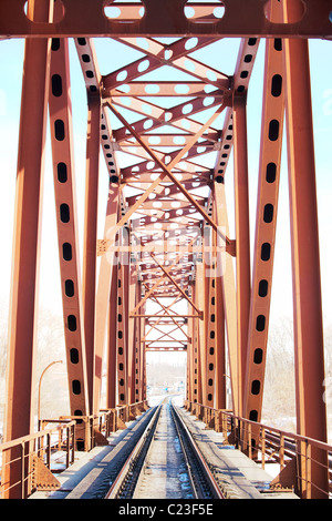 Rail Road under Bridge Railway With Turnout Switch Stock Photo - Alamy