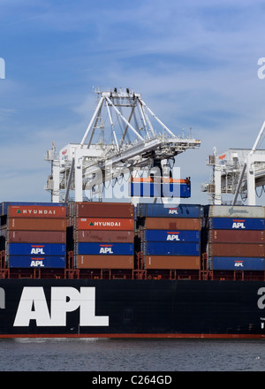 An APL container ship getting loaded - San Francisco, California USA ...
