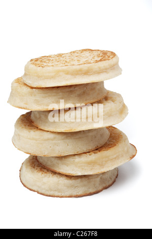 Single crumpet isolated on white background Stock Photo - Alamy