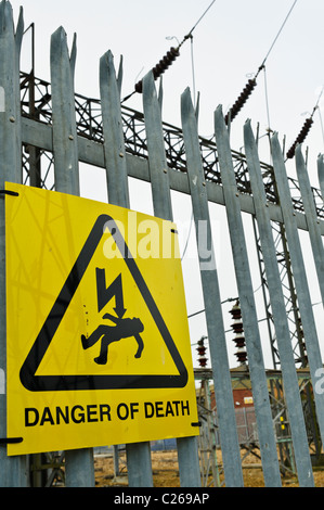 Danger of Death sign outside an electricity substation, England, UK ...