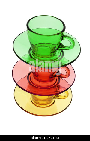 Stack of tea cups and saucers Stock Photo - Alamy