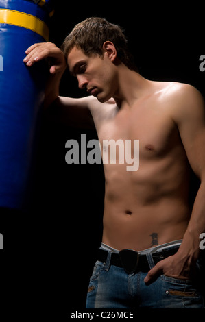 the hands of men squeezed a thick rope Stock Photo - Alamy