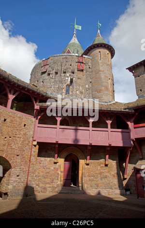 General view of Castle courtyard inside at Castell Coch Cardiff Wales ...
