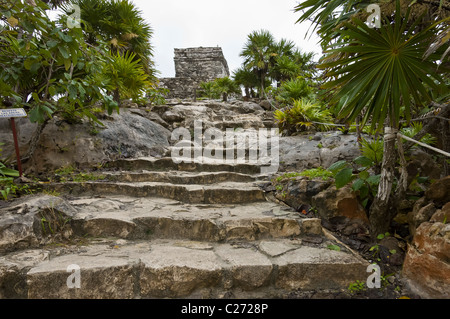 Temple of the wind in Tulum, overlooking the Caribbean sea, Mayan ...
