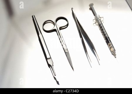 medicine, instruments / equipment, syringe with hypodermic needle ...
