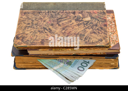 Old books and Polish banknotes - Composition Stock Photo - Alamy