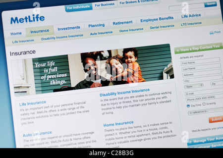 MetLife website - insurance quotes Stock Photo - Alamy