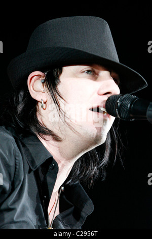 Adam Gontier of Canadian rock band Three Days Grace performing live at ...