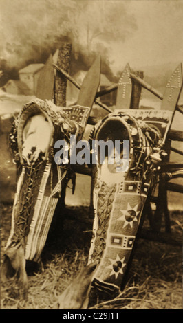 Photograph of a papoose in an Indian cradle on Goat Island, Niagara ...