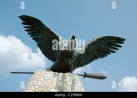 Turul bird monument in Hungary Tatabanya. The turul is a mythical Stock ...