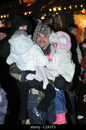 Peter Andre carrying Junior and Princess Tiaamii at 'Winter Wonderland ...