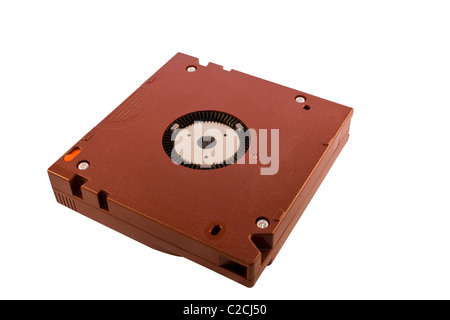 Computer backup tape for data recovery isolated on white background ...