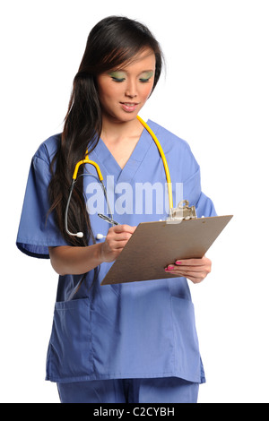 Young asian doctor woman over isolated background looking confident ...