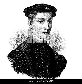 Fashion in the Middle Ages: ruff and cap, 1560, historical illustration ...