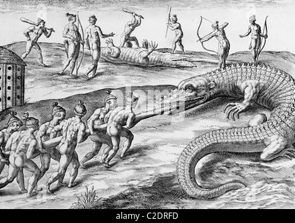 The Florida. 16th Century. Timucua Indian Village. Food Stock Photo ...