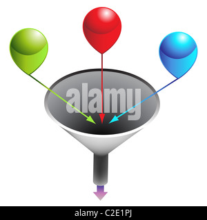 An image of a three stage funnel chart. Illustration on white ...