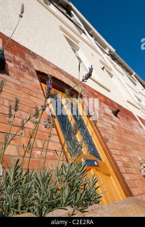 Front door of newly built house closeup Stock Photo - Alamy
