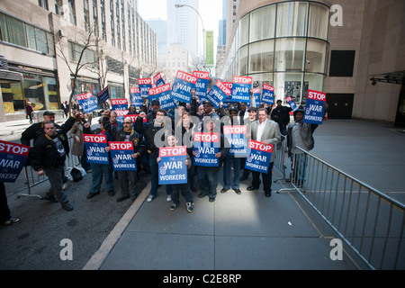 The union Giant Rat at a Teamsters rally in front of Christie's Auction ...