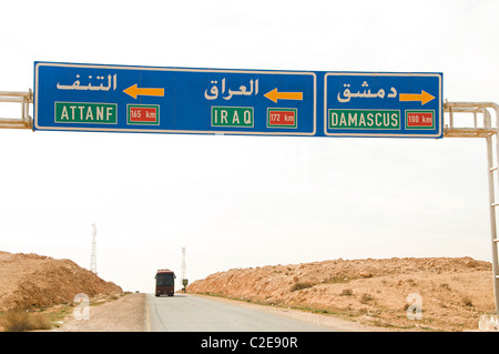 Damascus Iraq Attane Syria Road traffic Sign truck Stock Photo - Alamy