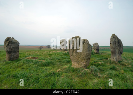 Duddo Stone Circle, Northumberland, England, UK. At sunset. Also known ...