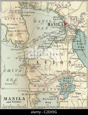 Lake Bombon (Taal) Batangas, Luzon, Philippines, 1885 antique map Stock ...