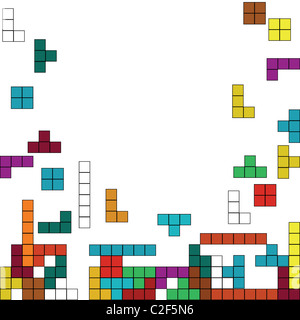 Abstract retro tetris background, construction old fashioned game ...