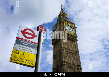 Bus stop sign, London, England, UK Stock Photo - Alamy