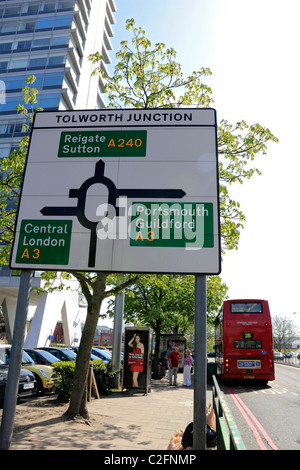 Tolworth roundabout at the A3 and A240 junction, Surbiton, England, UK ...