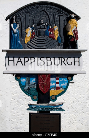 Happisburgh village sign Stock Photo - Alamy