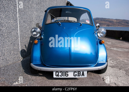 Metallic Blue Three-wheeled Microcar Stock Photo - Alamy